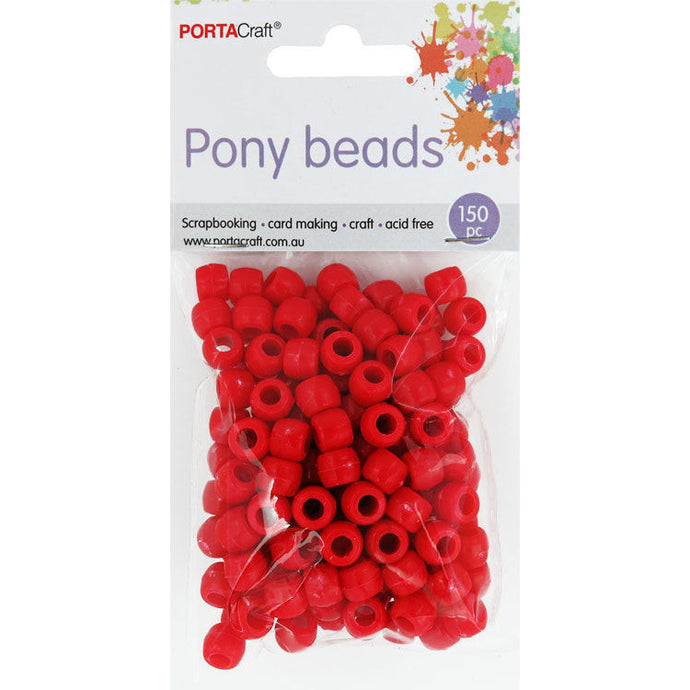 Pony Beads 150 pcs - Red – Craft Vault