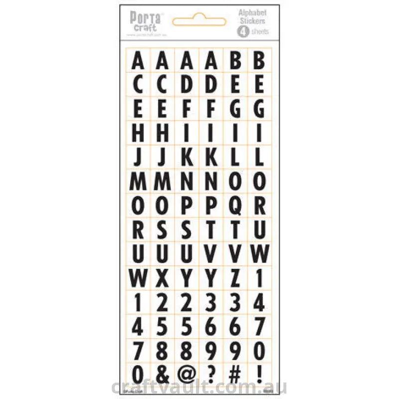 Alphabet Stickers Block Black 4 Sheets – Craft Vault