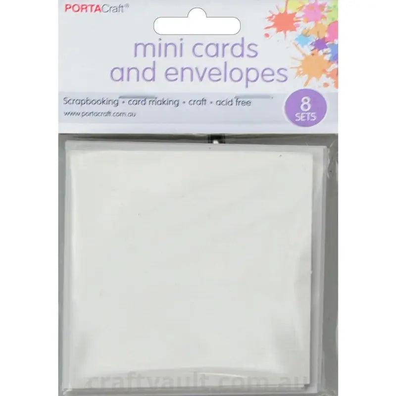 Mini Cards & Envelopes 77mm 8pk White – Craft Vault