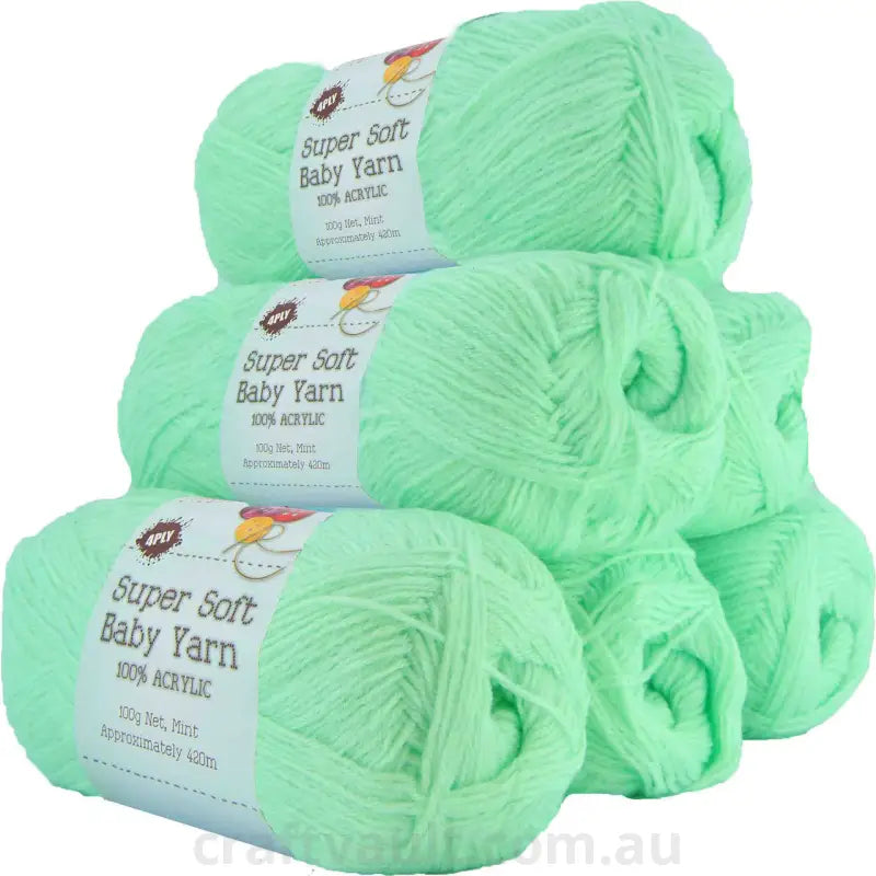 Super Soft Baby Acryl Yarn 420m 4ply Mint – Craft Vault